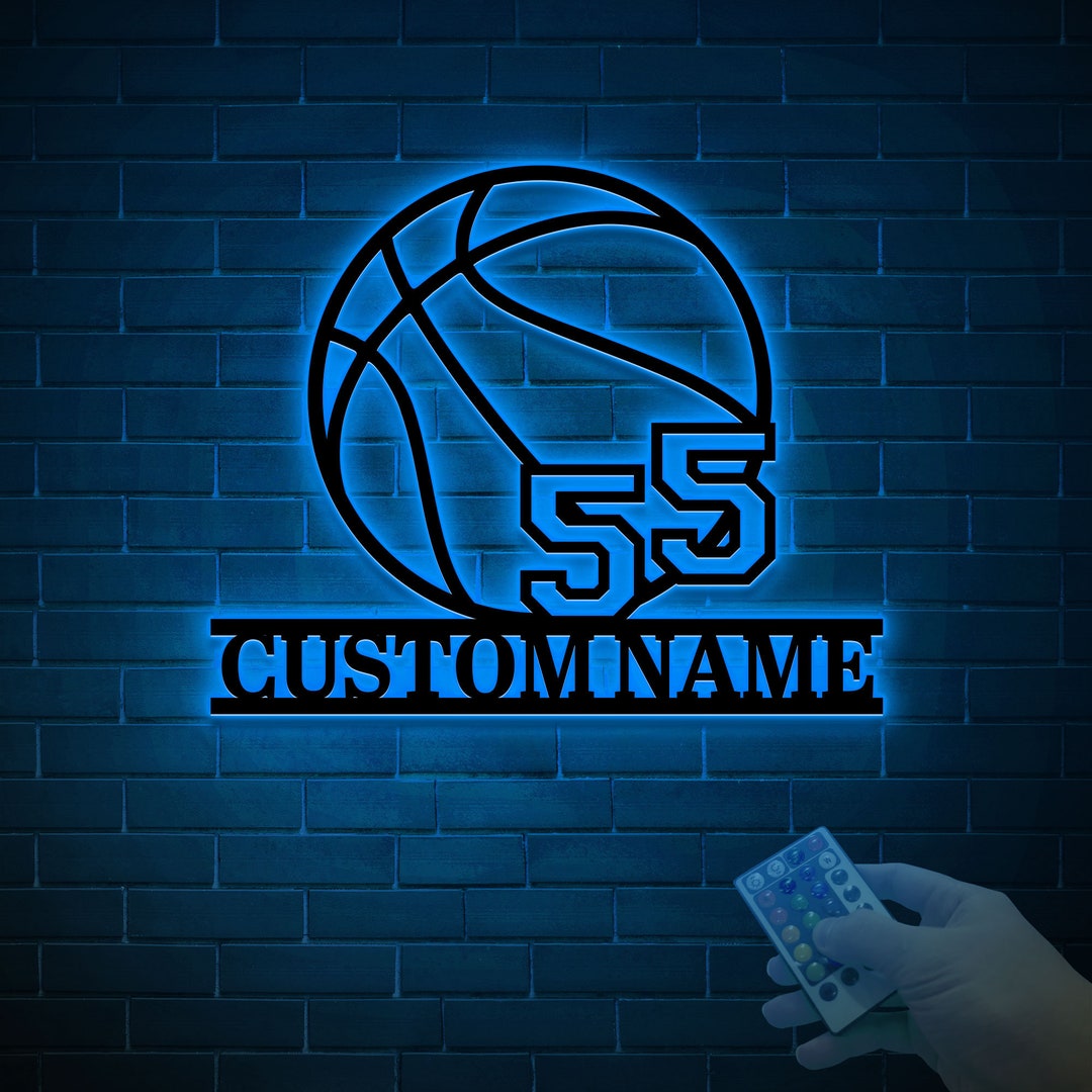 Personalized Basketball Metal Sign Wall Art With Led Lights, Custom ...