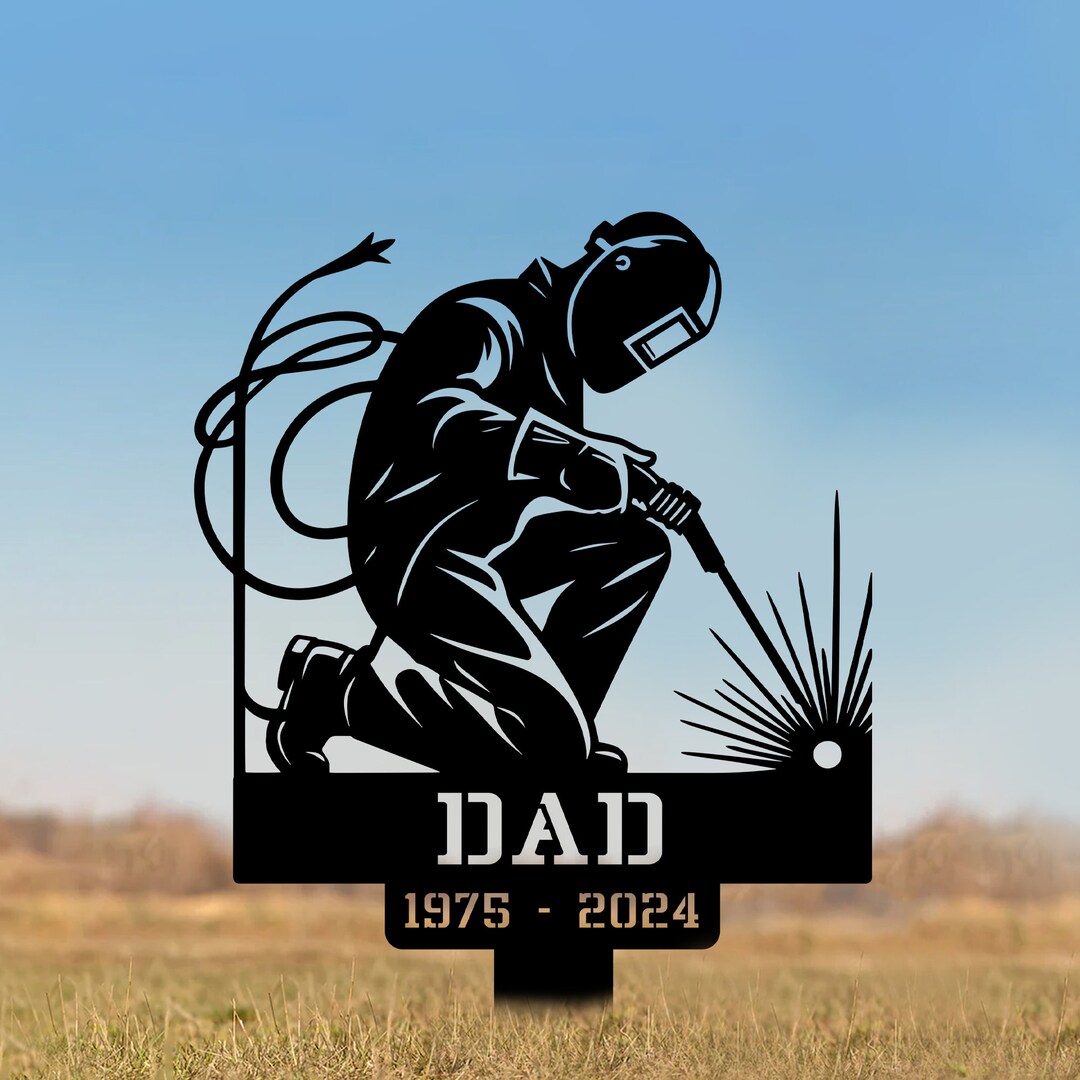 Personalized Welder Memorial Metal Stake, Welder Cross Stake, in ...