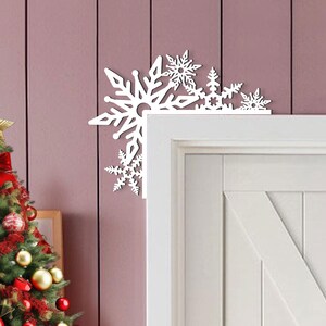 Christmas Door Corner Metal Sign, Snowflake Door Corner, White ...