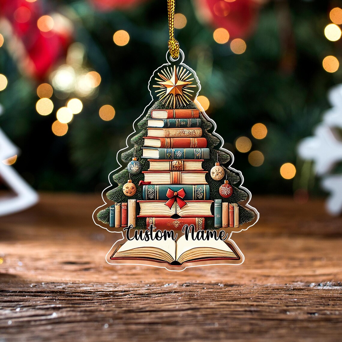 Book Christmas Ornament Custom, Personalized Acrylic Ornament, Book ...