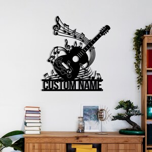 Custom Acoustic Guitar Metal Sign Wall Art With Led Lights ...