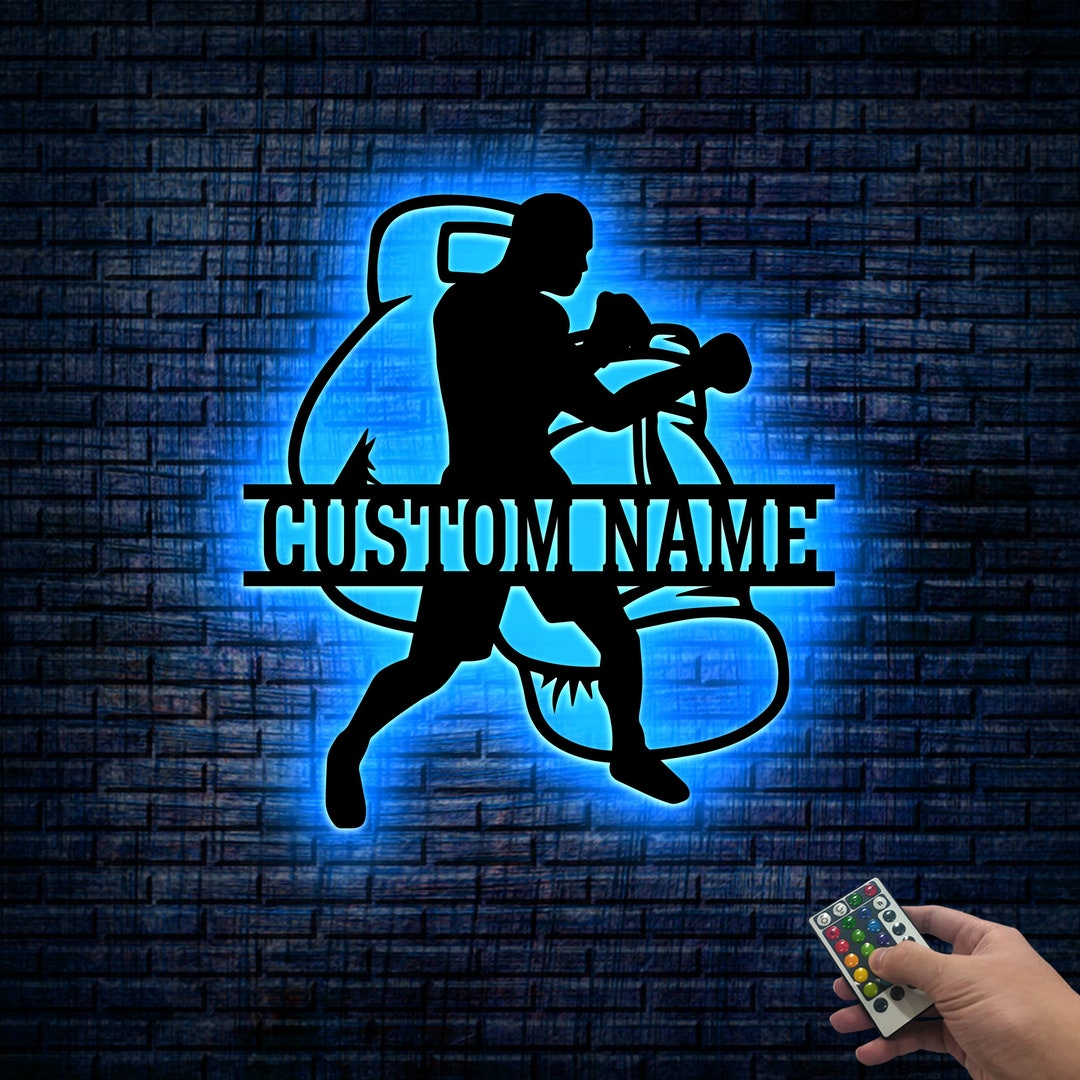 Custom Boxing Sign, Metal Wall With LED Light, Boxer Gift, Gift for Him ...