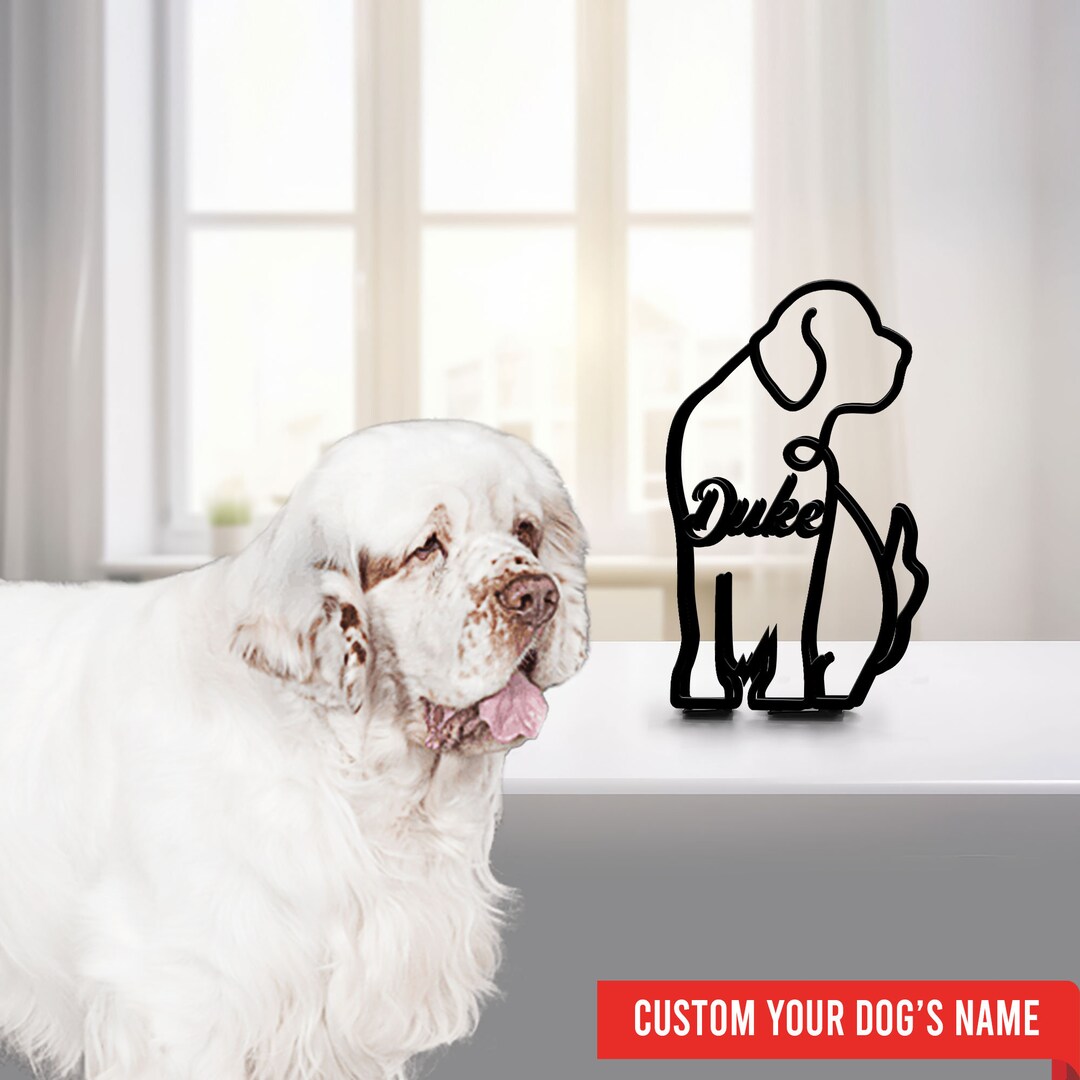 Custom Dog Sitting Metal Table Sign, Minimalist Sculpture Statue, Dog ...