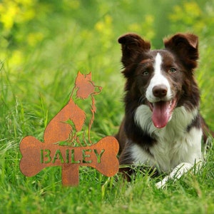 Custom Rusty Metal Border Collie Garden Stake, Dog Memorial Sign - Etsy