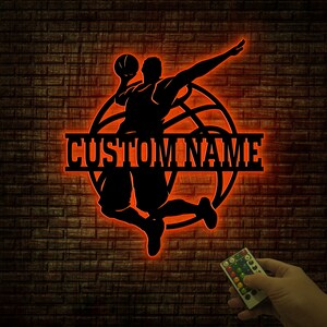 Custom Basketball Sign, Metal Wall With LED Light, Basketball Player ...
