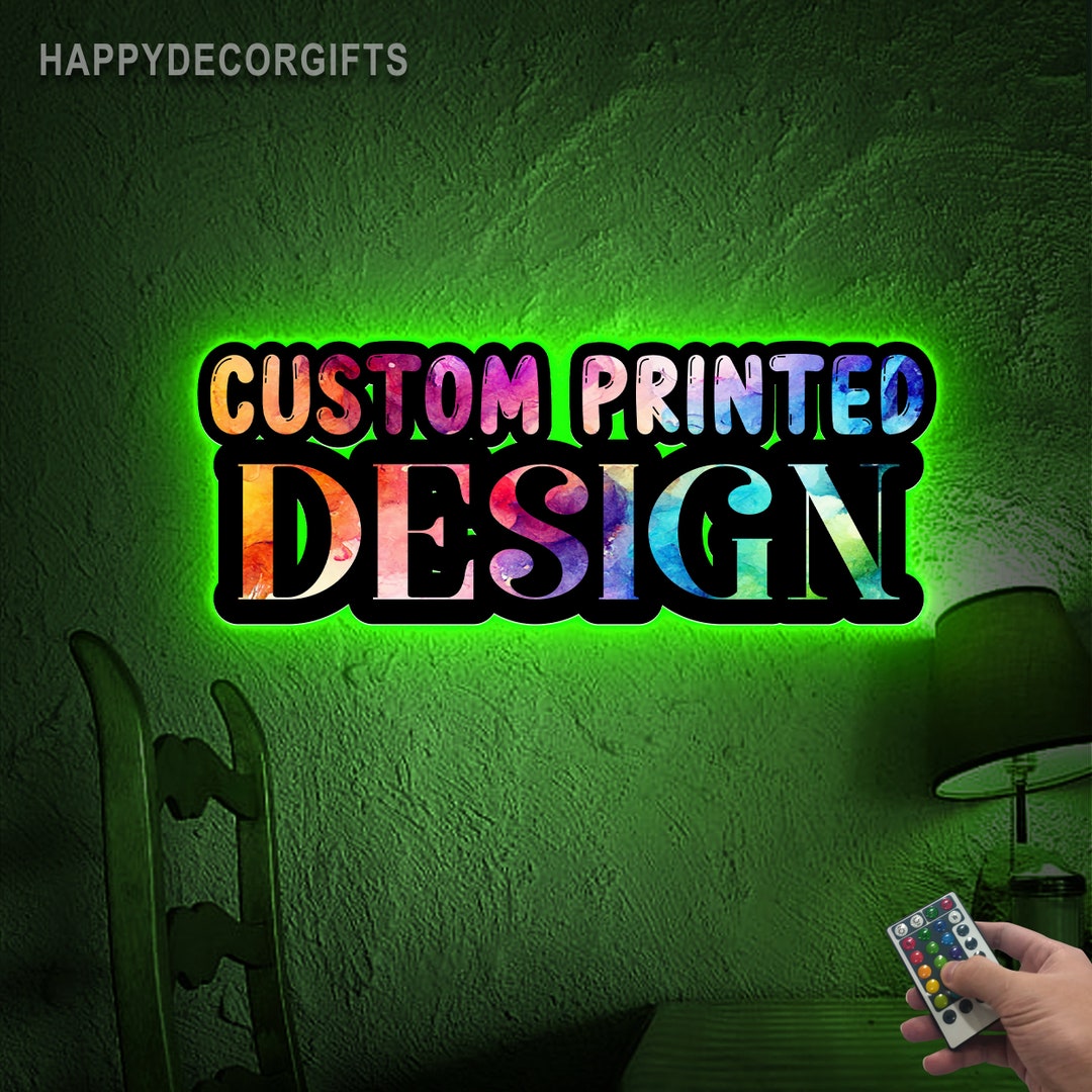 Custom Color Logo Design Metal Wall Art LED Light, Personalized ...