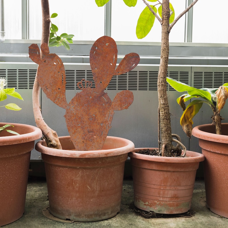 Metal Prickly Pear Cactus Yard Art, Metal Cactus, Rusty Desert Garden ...