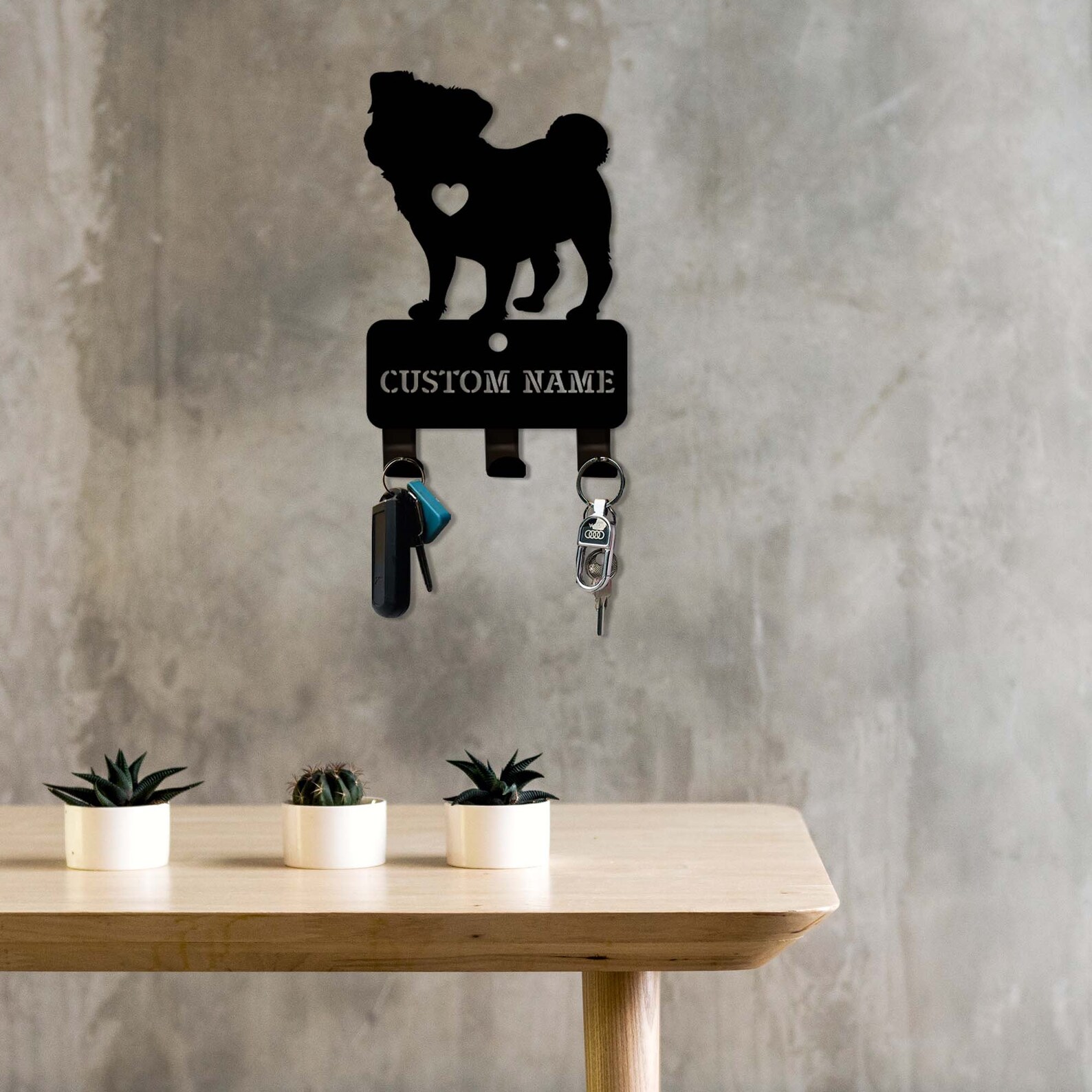 Pugs Dog, Metal Key Holder, Mini Sign, Cute Decor, Custom Key Holder ...