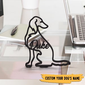 Custom Dog Sitting Metal Table Sign, Minimalist Sculpture Statue, Dog ...