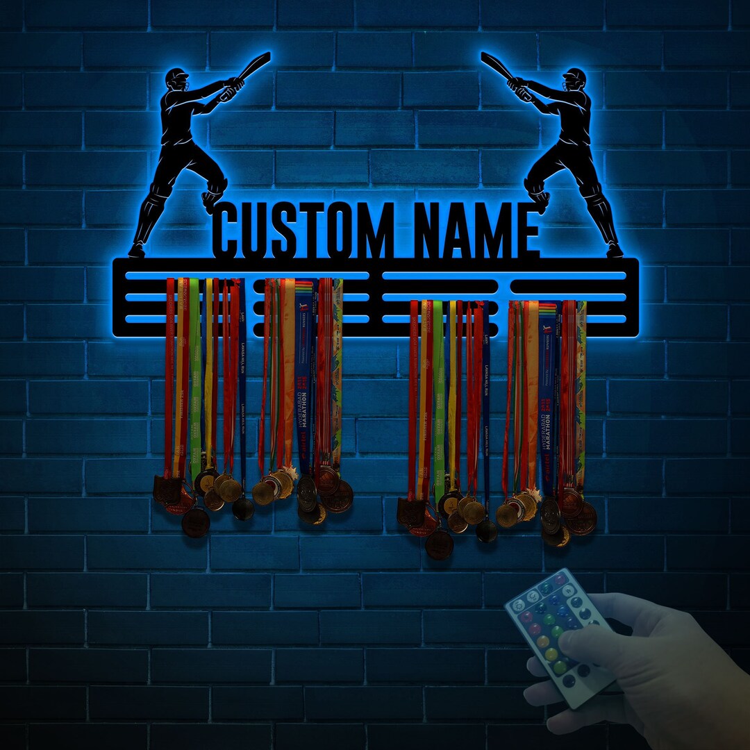 Custom Cricket Medal Hanger, LED Wall Decor, Cricket Player Gift - Etsy