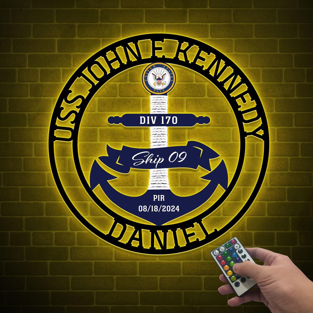 Custom Metal Navy Anchor Sign With Led Light, Nautical Sign, Navy ...