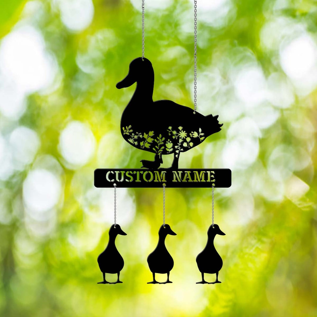 Flower Duck Metal Wind Chime, Custom Sign, Farmhouse Wind Chime ...