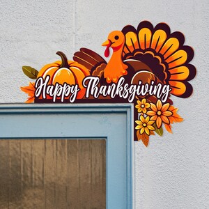 Thanksgiving Wooden Door Corner Sign, Turkey Door Corner Decor ...