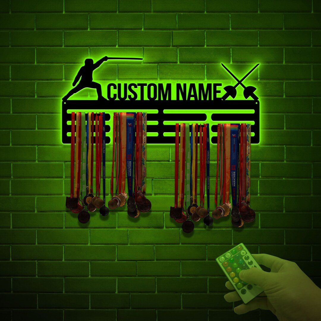 Custom Fencing Medal Hanger With Led Lights, Personalized Fencing ...