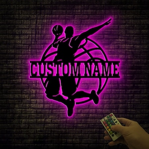 Custom Basketball Sign, Metal Wall With LED Light, Basketball Player ...