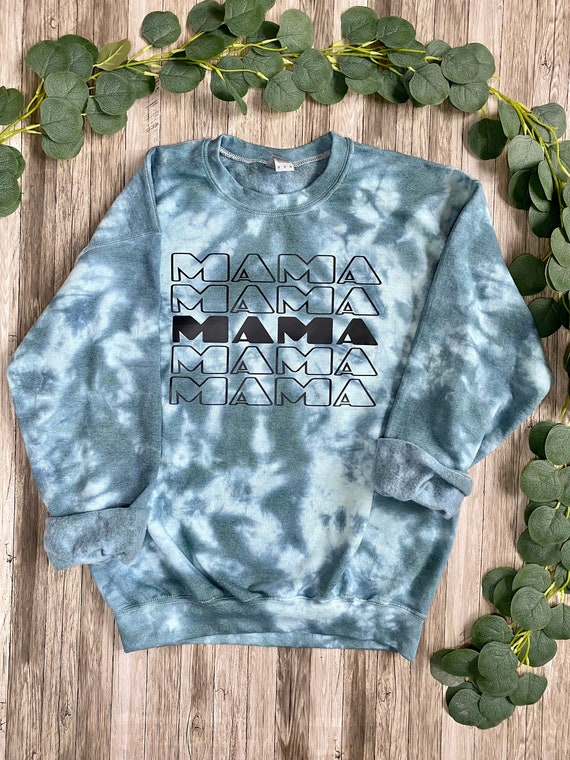 Mama Block Letter Repeat Tie Dye Crewneck Sweatshirt | Etsy