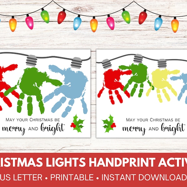 Merry and Bright Handprint Art - Etsy