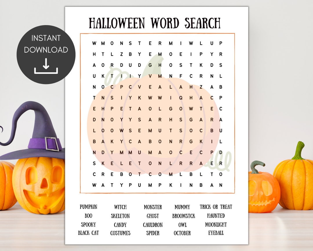 Halloween Word Search Game Halloween Game Halloween Party - Etsy