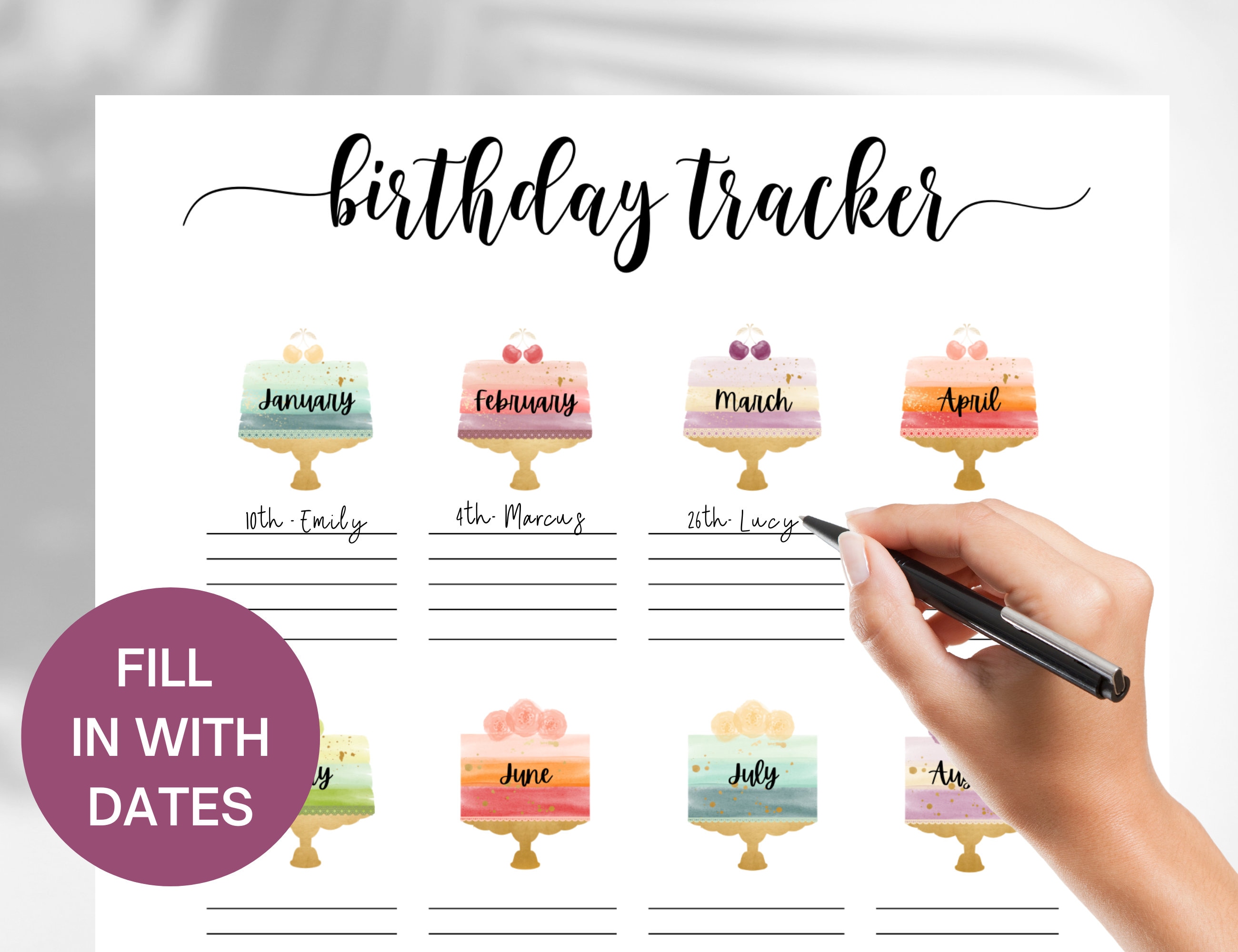 Birthday Tracker Printable Birthday List Birthday Planner - Etsy Australia