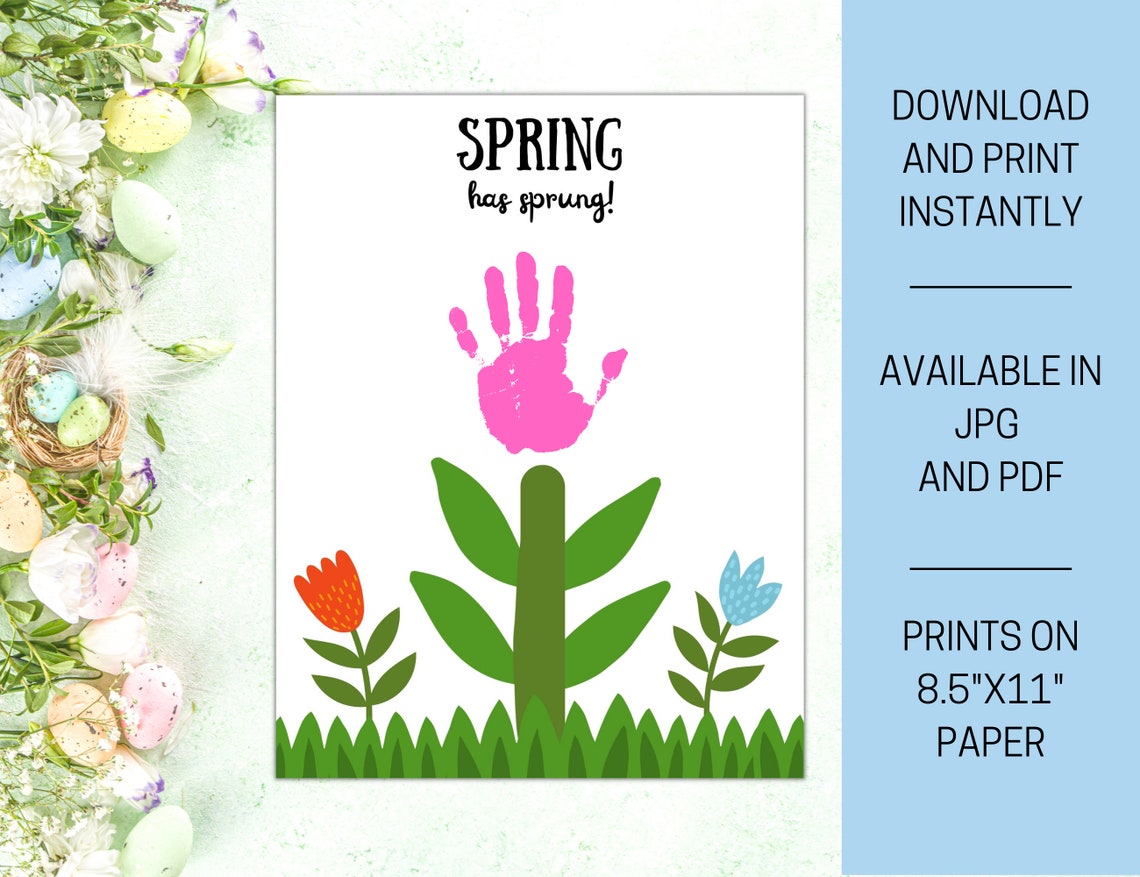 Spring Handprint Art Spring Handprint Activity Handprint Craft Keepsake ...