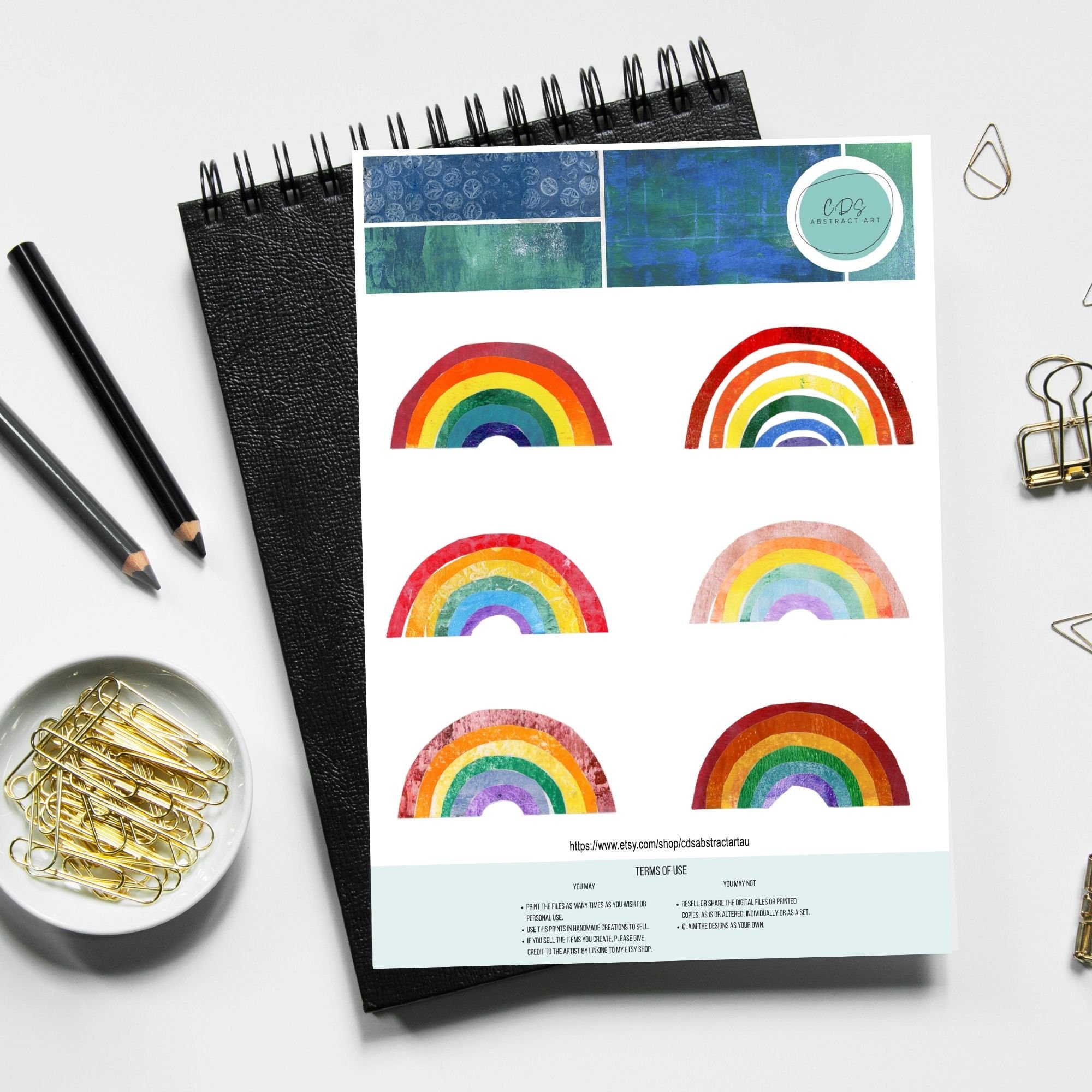 RAINBOW COLLAGE FODDER Digital Printable Mixed Media Art Journaling ...