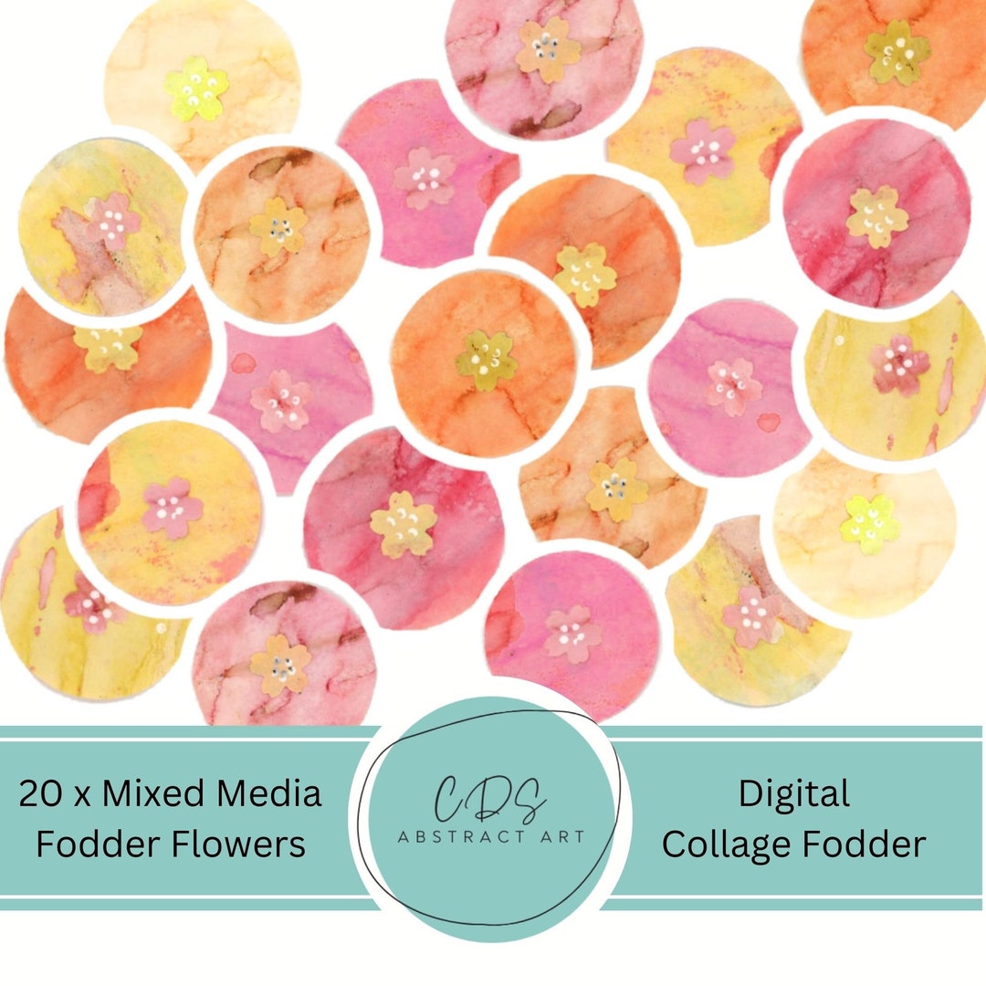 PASTEL FLOWERS FODDER Digital Printable Mixed Media Art Journaling ...