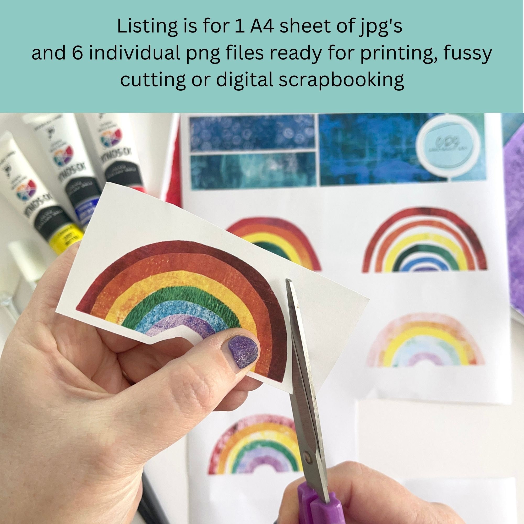 RAINBOW COLLAGE FODDER Digital Printable Mixed Media Art - Etsy