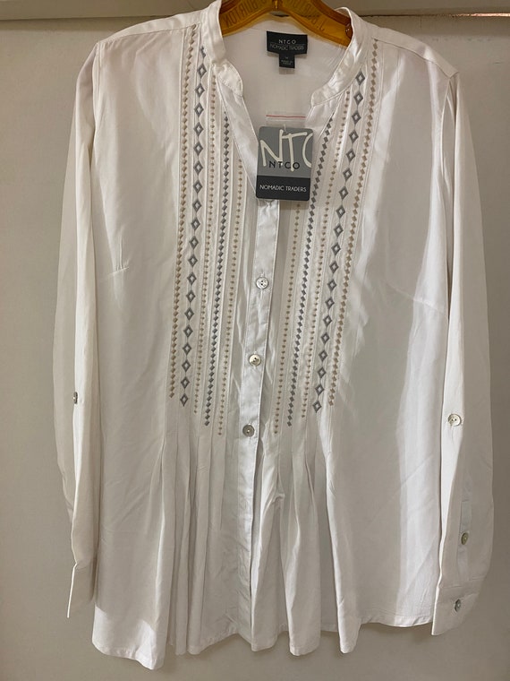 Ntco Nomadic Traders Boho Steampunk Button-Front Shor… - Gem