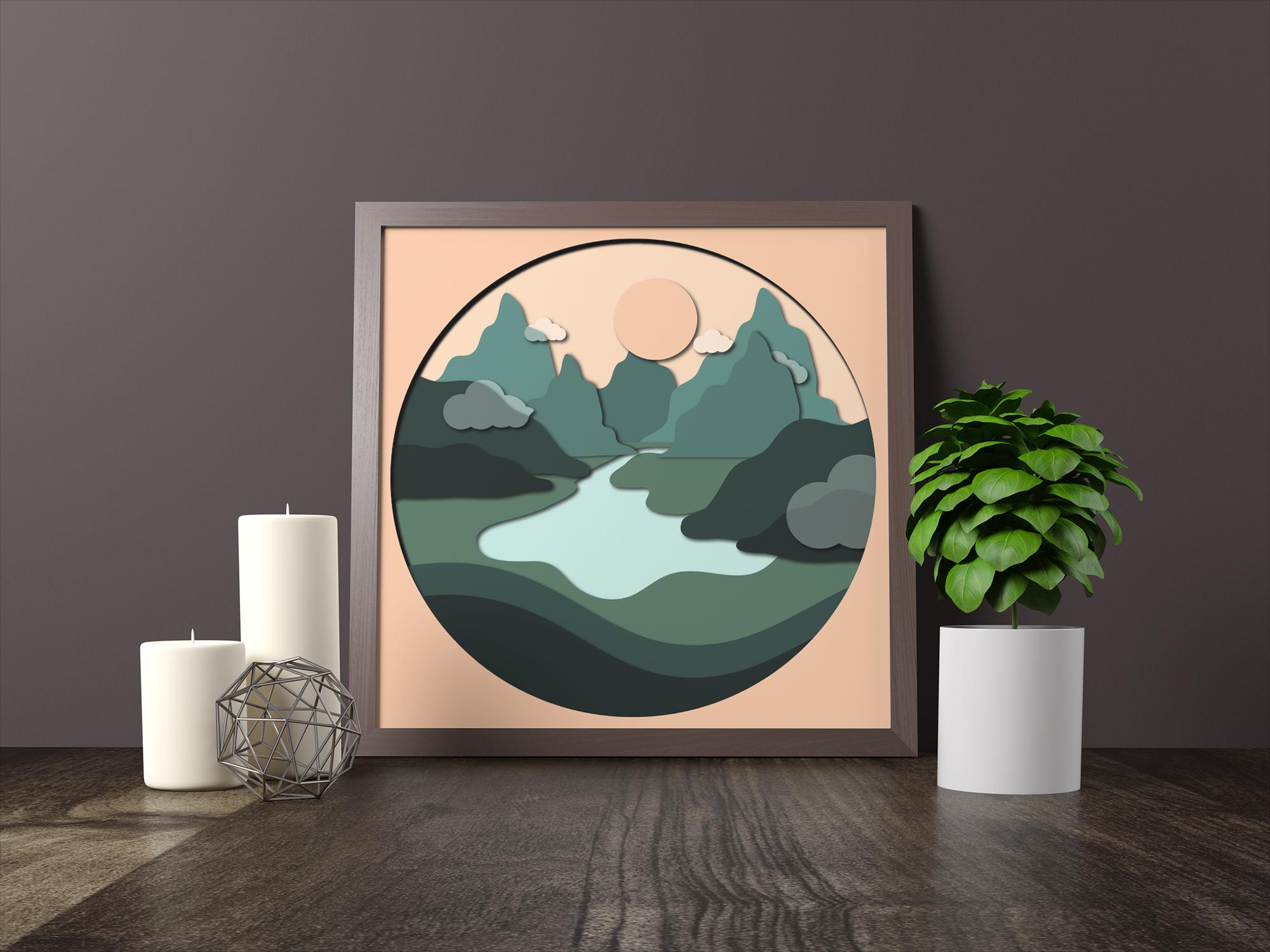 3d Mountain Shadow Box, 3d Landscape Svg, Layered Svg, Files for Cricut ...