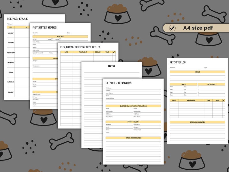 Dog Care Planner, Pet Care Organizer, Dog Health Tracker, Pet Schedule ...