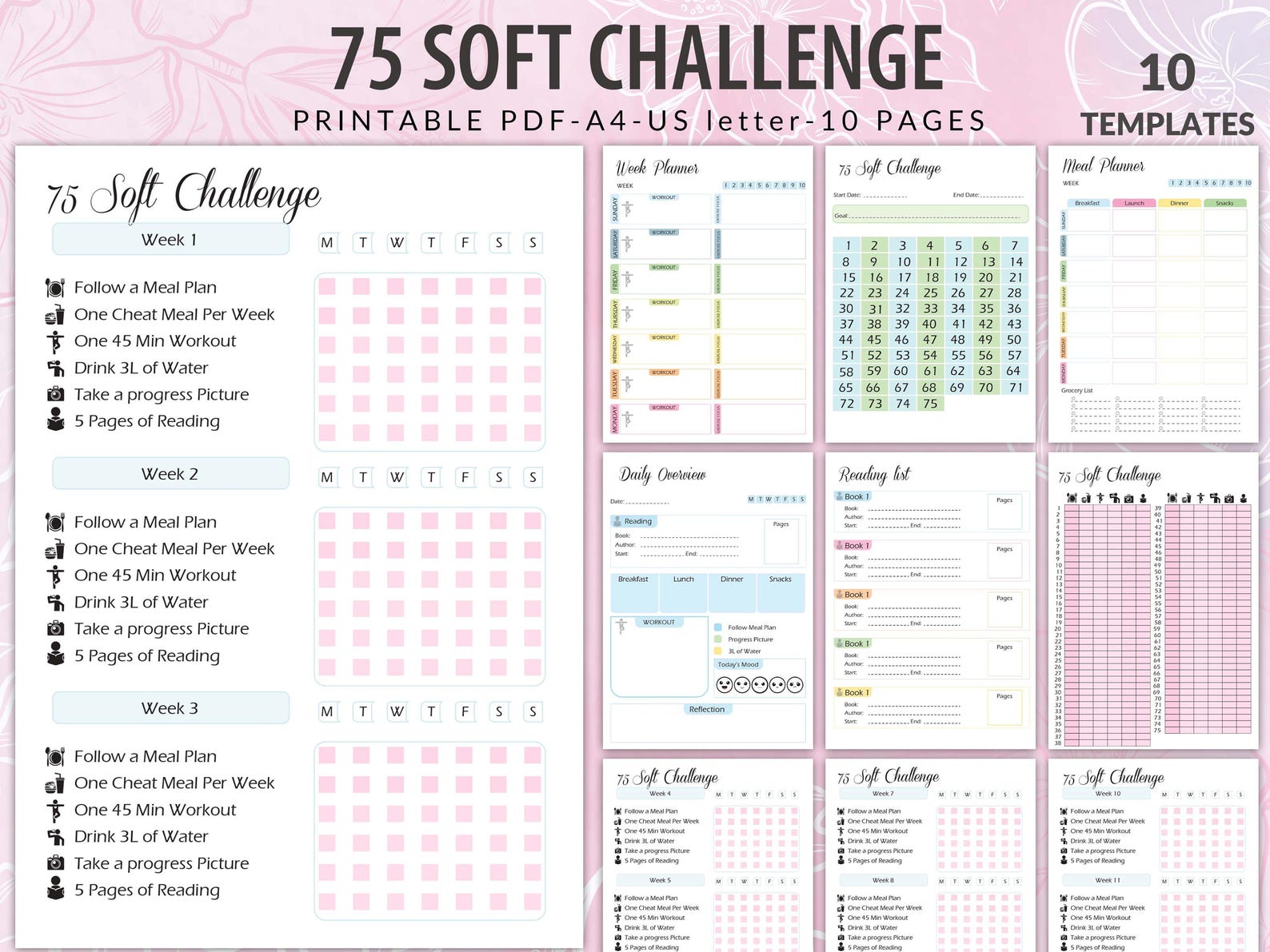 75 Soft Challenge Printable, 75 Soft Tracker, 75 Soft Printable, 75 ...