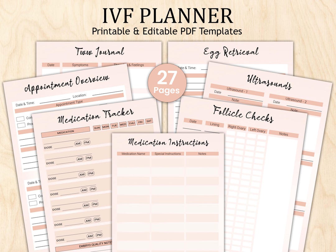 IVF Planner Pink, Fertility Journey Planner, IVF Treatment Organizer ...