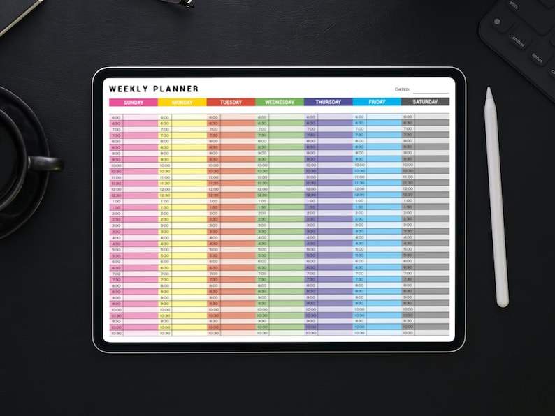 Weekly Hourly Planner EDITABLE Weekly Schedule, Daily Planner, Undated ...