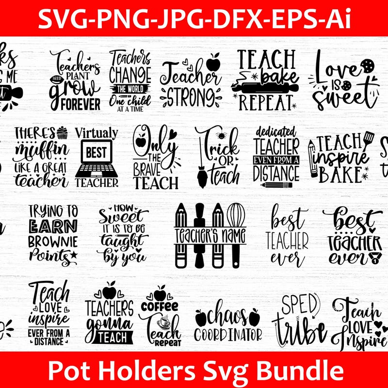 Teacher Pot Holder Svg - Etsy