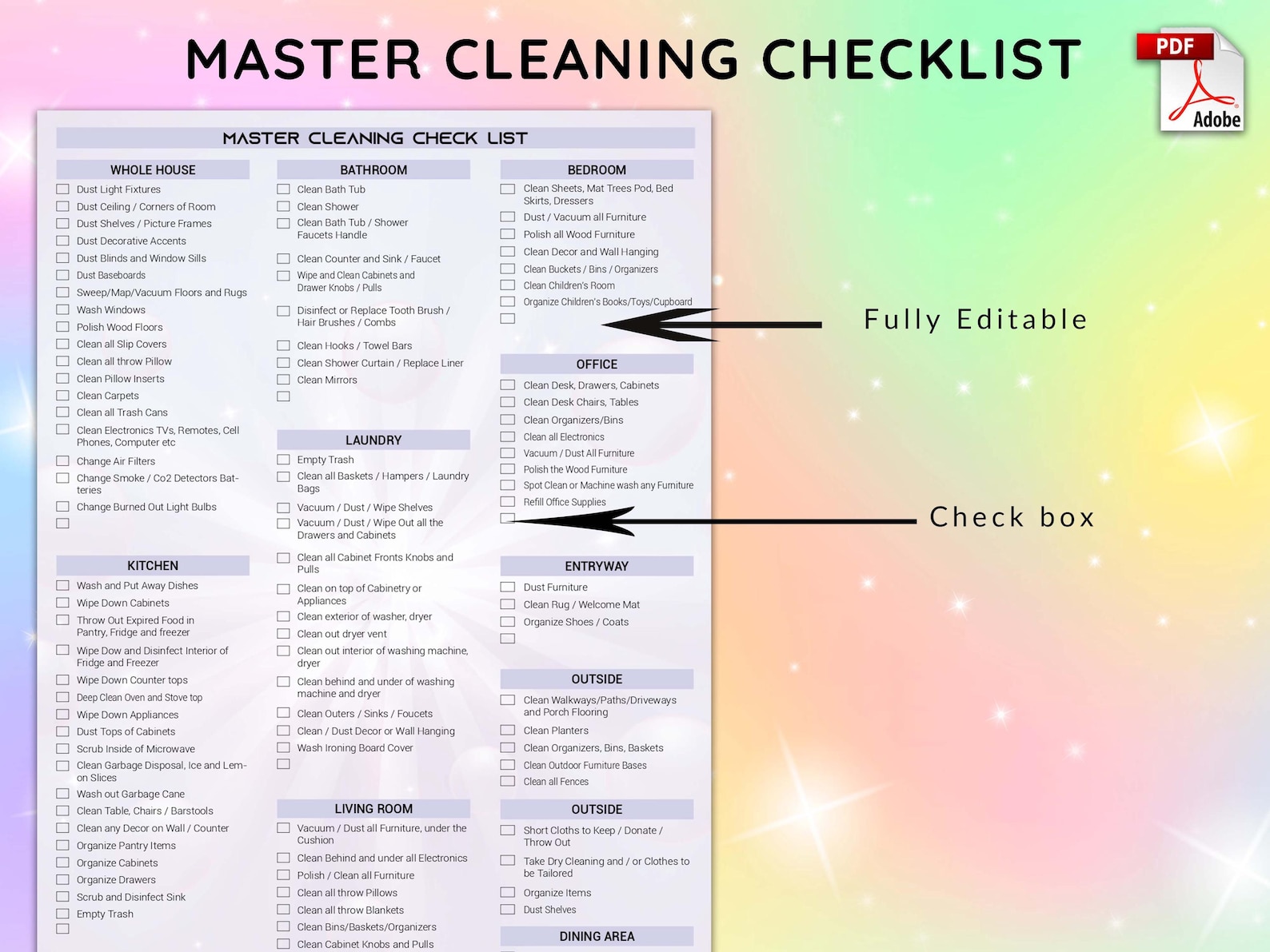 Master Cleaning Checklist, Deep Cleaning Guide, Home Cleaning Schedule ...
