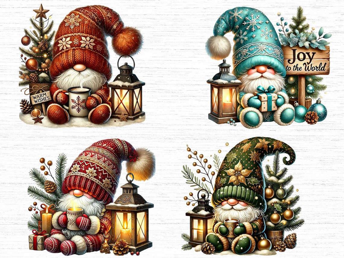 Christmas Gnome PNG Bundle, Holiday Gnome Clipart, Festive Gnome Bundle ...