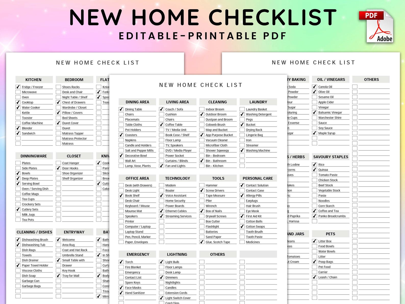 New Home Checklist, Moving Checklist, First Home Essentials, New House ...