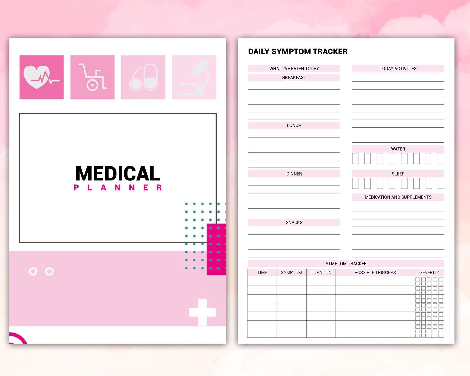 Pink Medical Planner Printable, Health Planner, Medical Appointment ...