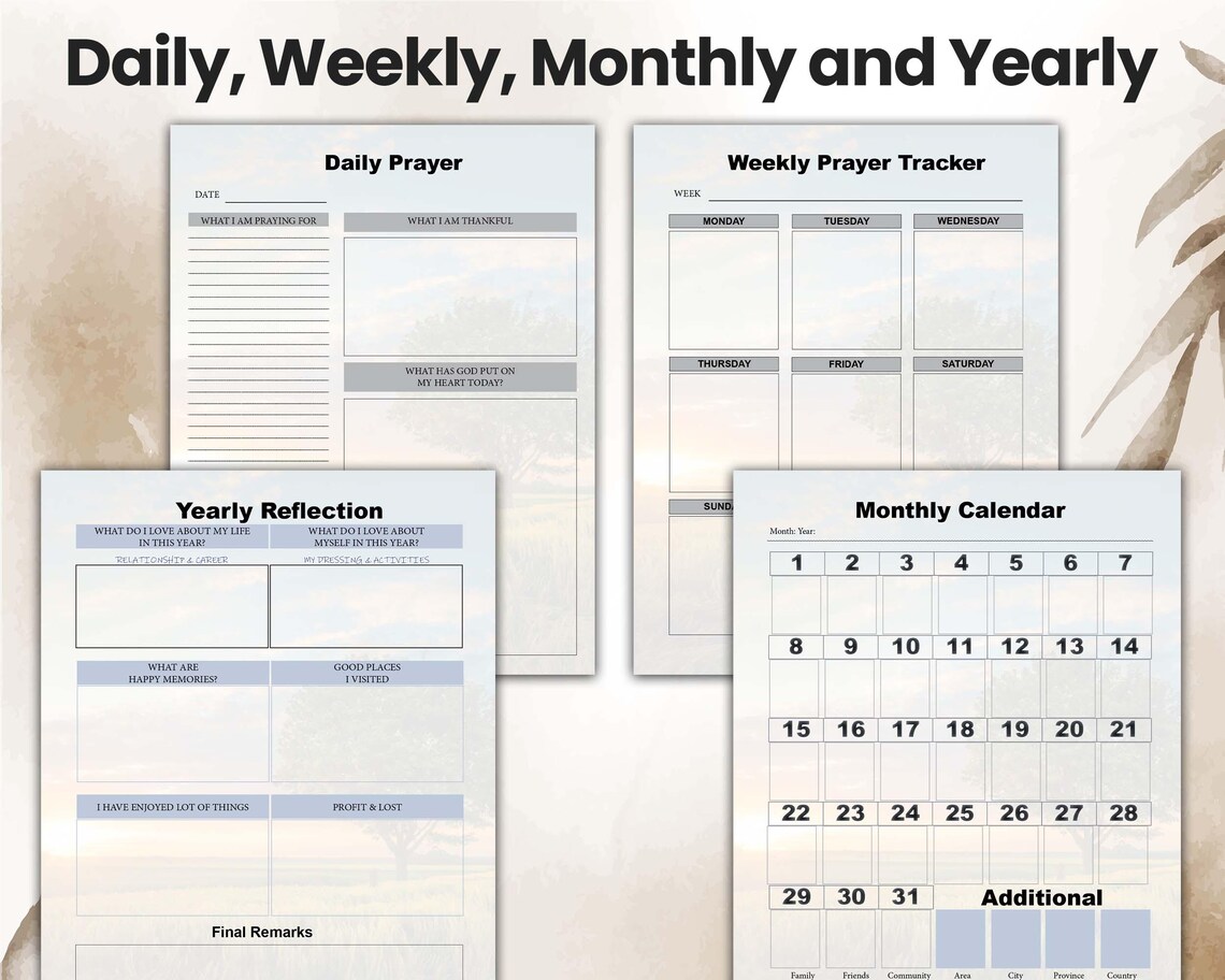 Prayer Journal Printable, Prayer Planner Printable, Bible Study Planner ...