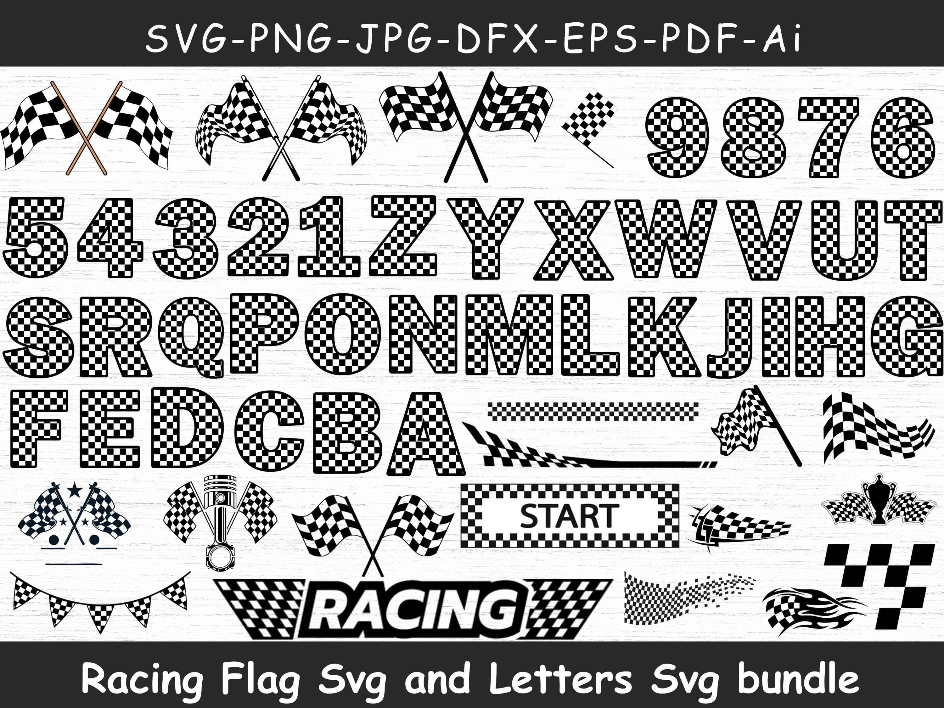 Racing Flag SVG, Racing Flag Letters Svg, Checkered Flag Svg, Racing ...