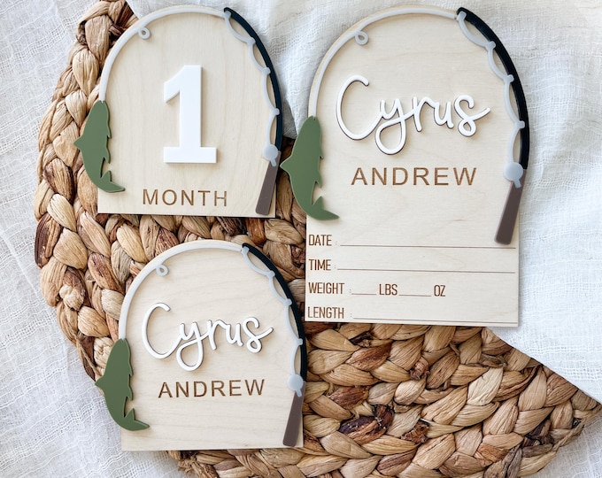 Baby Monthly Milestone Newborn Name Sign Baby Shower Month Gift Birth ...