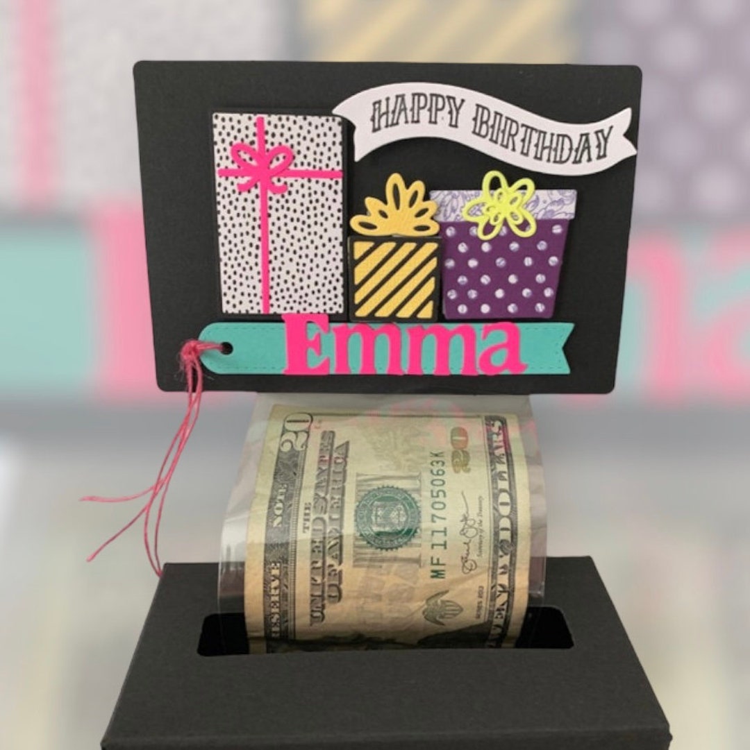 Personalized Birthday Money Gift Box, Cash Gift Box, Money Pull up Gift ...