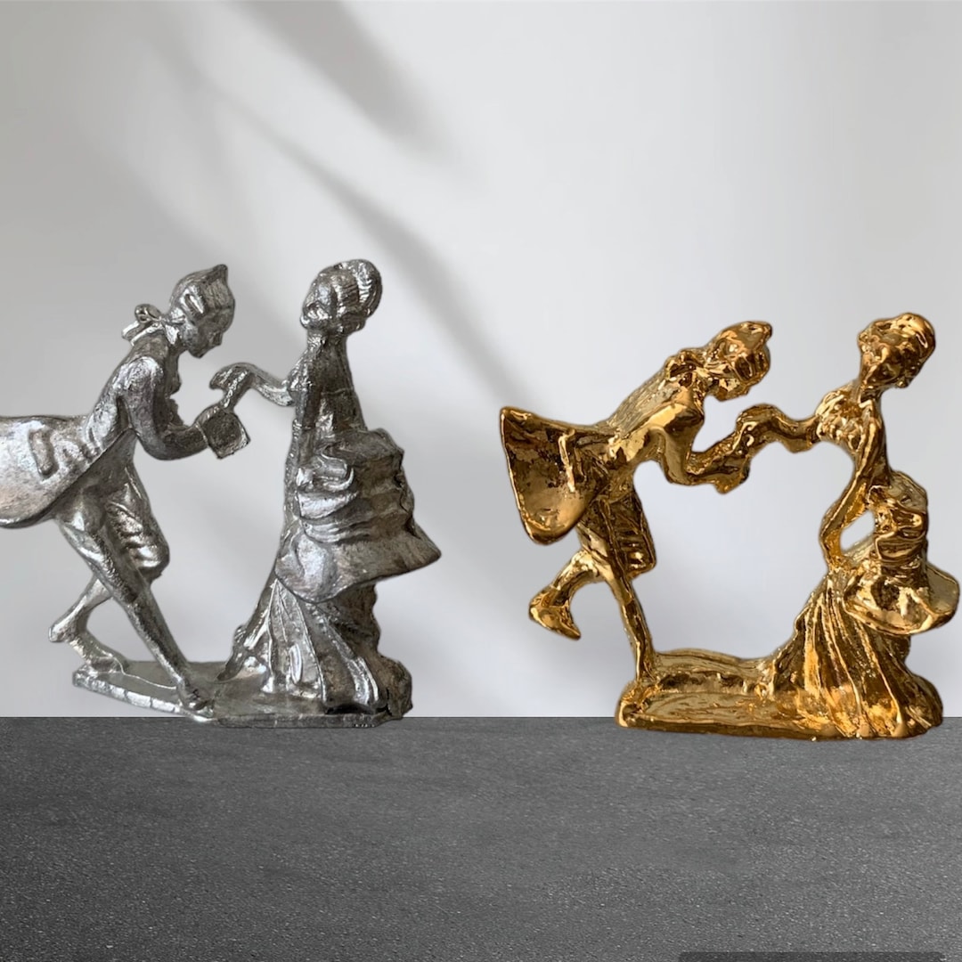 Vintage Dancing Couple Brass Miniature Sculpture Collectible Figurine ...