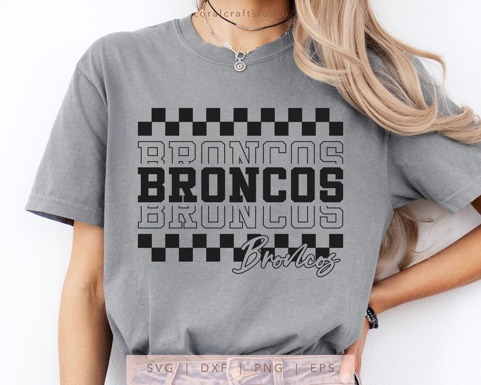 Checkered Broncos SVG, PNG, Dxf, Eps, Broncos Sport Shirt Sublimation ...
