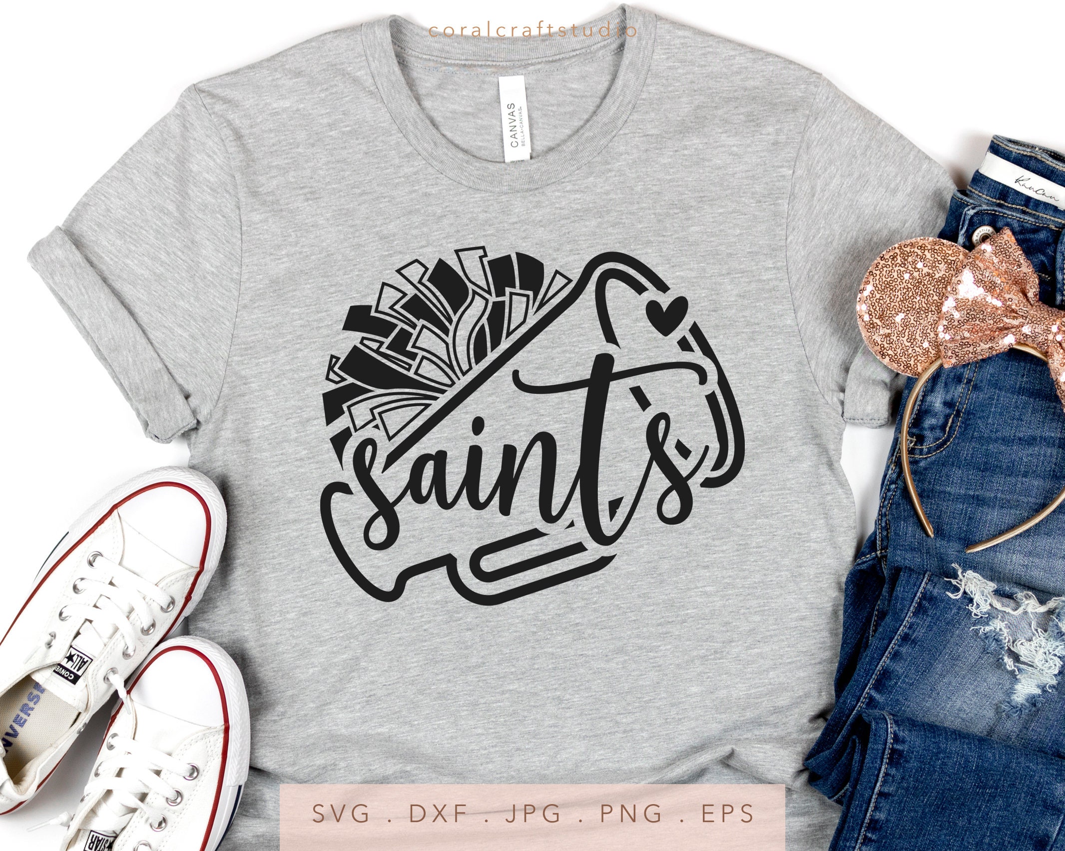 Saints SVG DXF JPG Png Eps, Saints Cheer Megaphone Svg, School Team ...