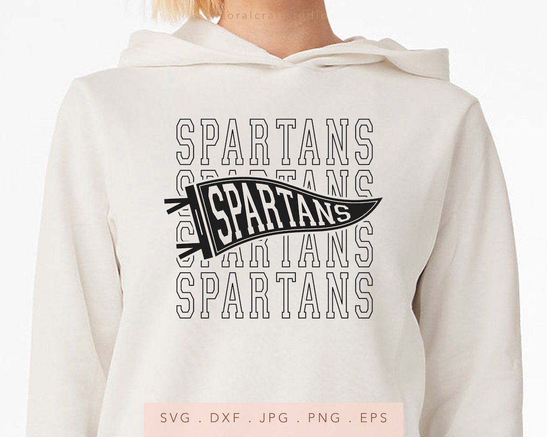 Spartans Stacked Varsity Letters SVG PNG DXF Jpg Eps, Spartans Pennant ...