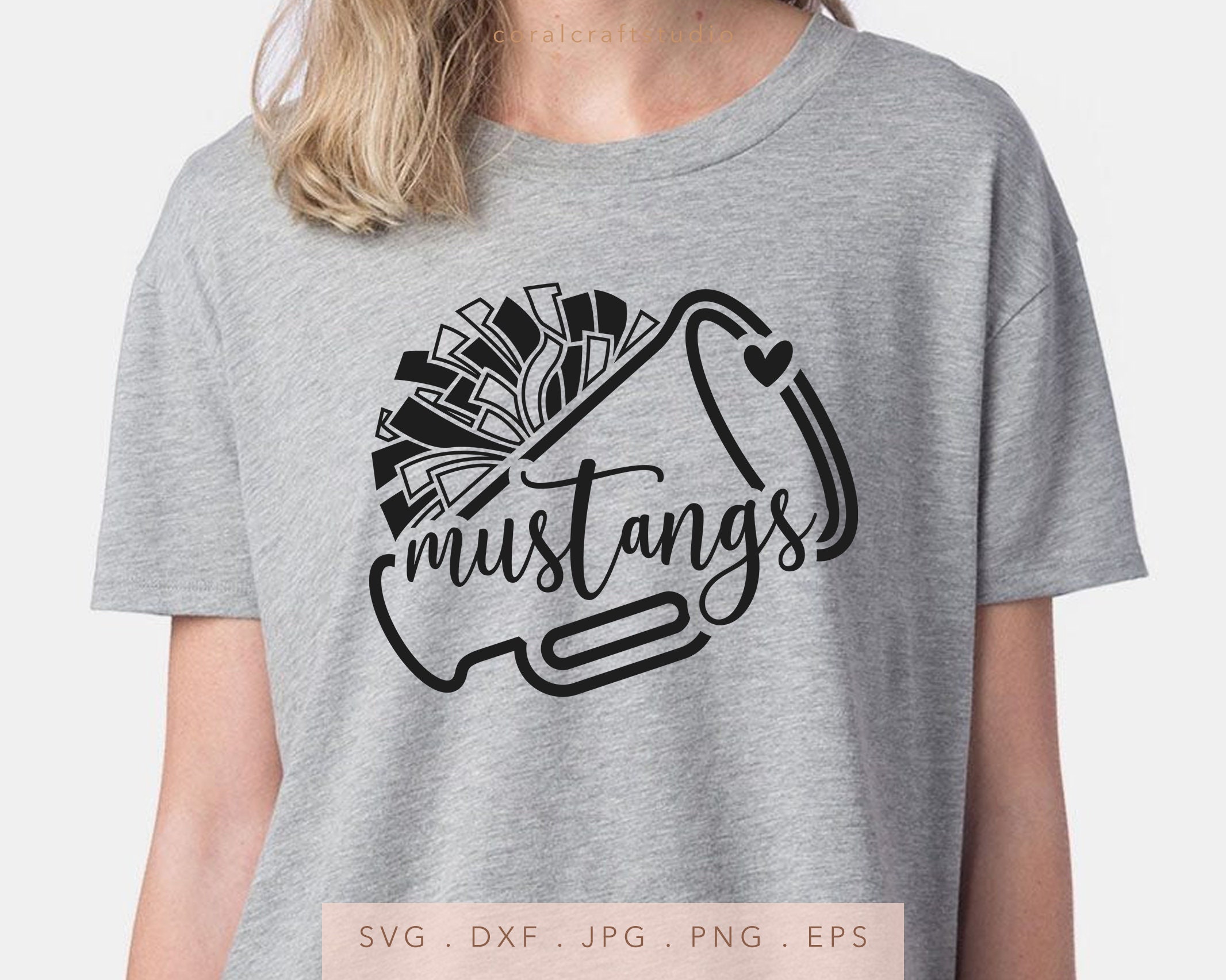 Mustangs SVG DXF JPG Png Eps, Mustangs Cheer Megaphone Svg, School Team ...