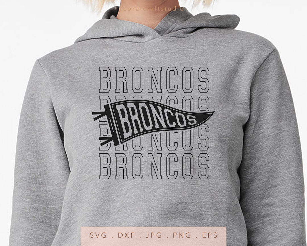 Broncos Stacked Varsity Letters SVG PNG DXF Jpg Eps, Broncos Pennant ...