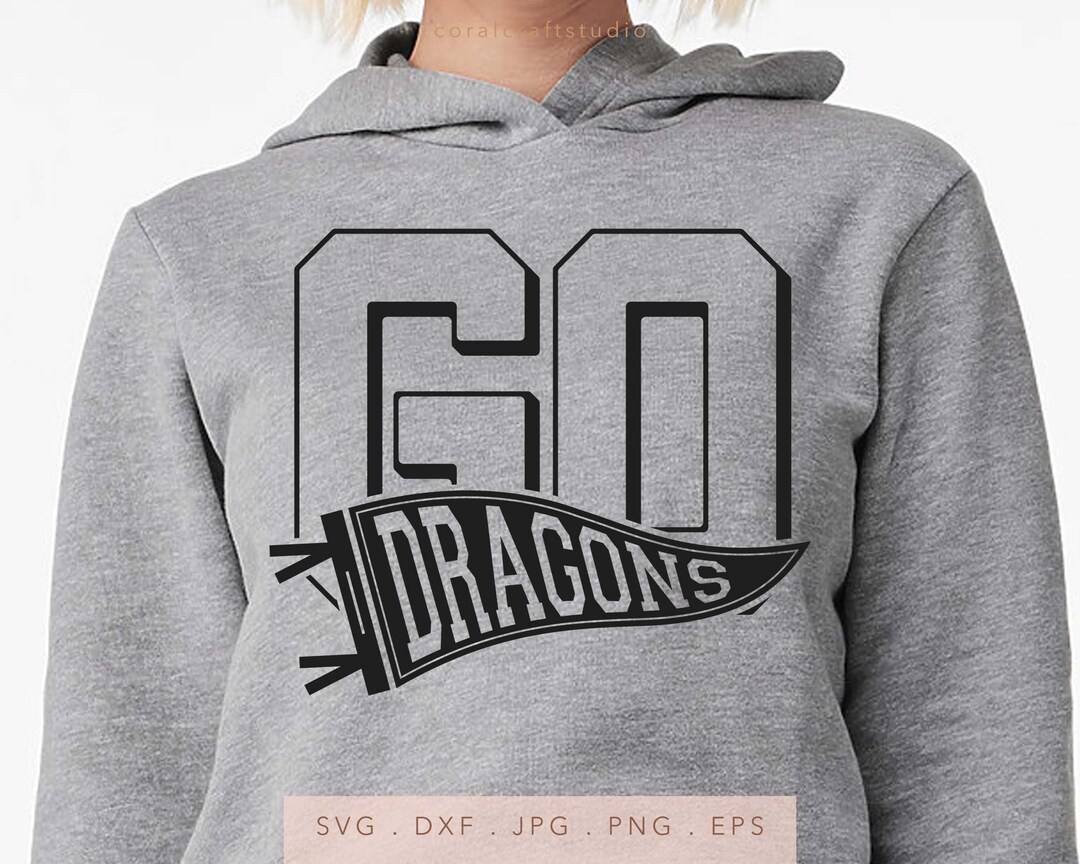 GO Dragons Pennant SVG DXF Jpg Png Eps, Dragons Mascot School Sport Svg ...