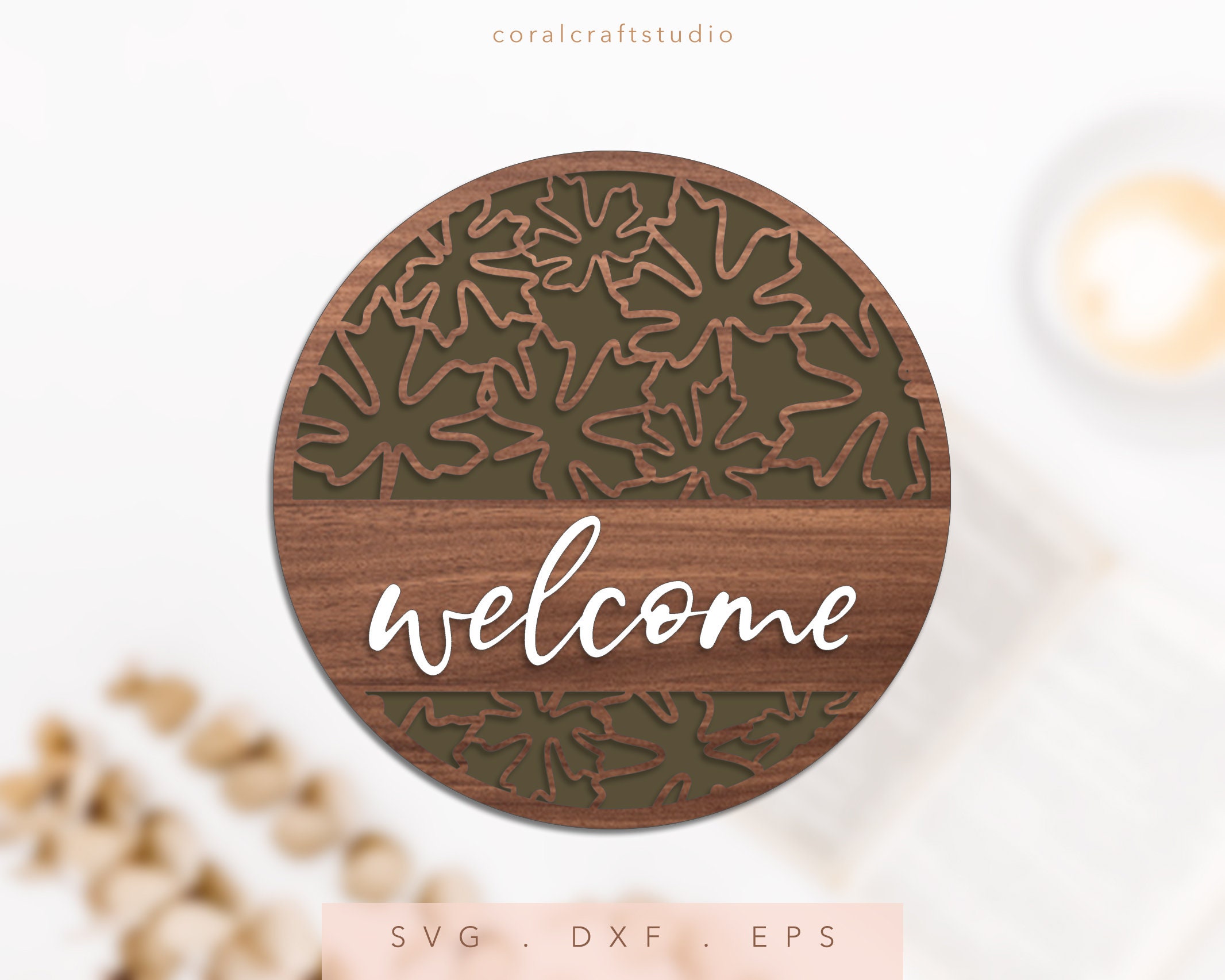 Door Hanger SVG Front Door Sign Svg Welcome Sign Svg Leaves - Etsy